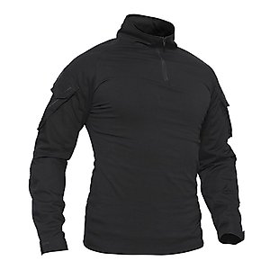 TACVASEN Men's Tactical Shirts Combat Shirt Hiking Military Clothing 1/4 Zip Long Sleeve Slim Fit Army Shirt Breathable Athletic T-Shirt Tops