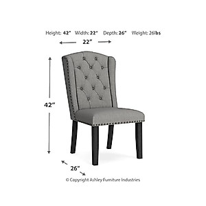 Signature Design by Ashley Jeanette Modern Tufted Dining Upholstered Side Chair, Set of 2, Gray
