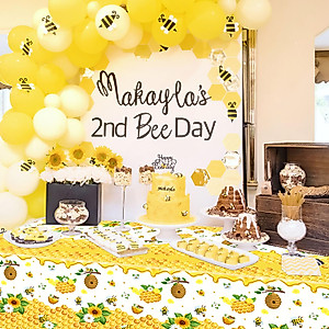 4 Pack Bee Tablecloth Happy Bee Day Tablecloths Rectangle Honey Bees Bumble Table Cover Bee Theme Party Tablecloth for Bee Baby Shower Bee Birthday Party Decorations 51 x 86 Inch