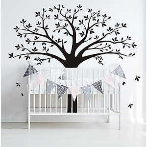 MAFENT Giant Family Photo Tree Wall Decal Mural Art Vinyl Wall Stickers Living Room Baby Room Decor (Black)