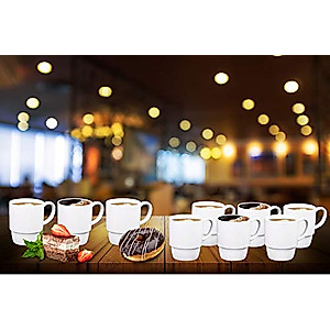 Bruntmor 18 Oz Plain Stacking Coffee Mug Set of 6, Cute 18 Ounce Porcelain Mugcup Set In White, Best Coffee Mug For Your Christmas, Birthday Gift, or DIY Decoration