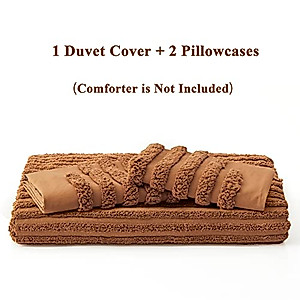 BEDAZZLED Duvet Cover King Size, 3 Pieces Boho Bedding Sets for Shabby Chic Home, Tufted and Soft Comforter Cover Set, Pumpkin Brown