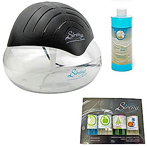 Sirena Twister Premium Pack (Black) Including Ocean Breeze Deodorizer and Fragrance Oils- Water Filter Air Freshener For Home and Office - Essential Oil Aroma Diffuser With LED Night light