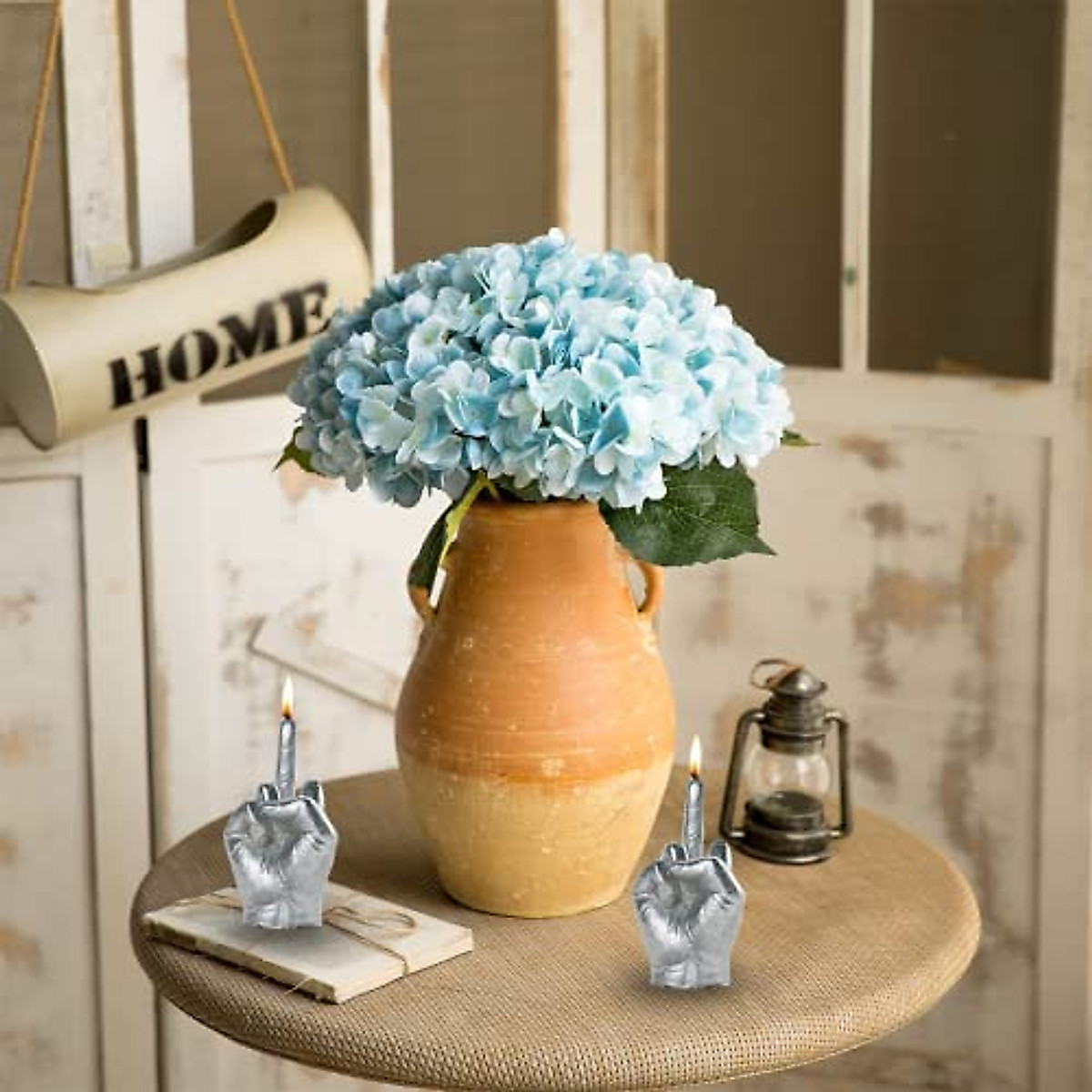 LPUSA 2 Pieces Middle Finger Candles Danish Pastel Room Aesthetic Aromatherapy Natural Soy Wax Decorative Candle for Bedroom Bathroom Wedding(Silver)