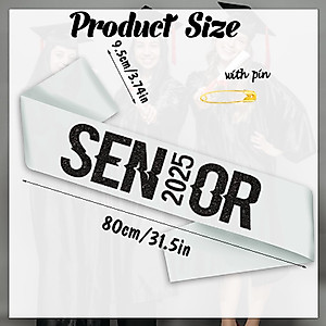 6Pcs Silver Senior 2025 Sash with Black Printing Letters, 2025 Graduation Celebrations Sashes, Class of 2025 Sash for Graduation Party, Senior Cheer Sashes, Cheerleader Sash, Class Competition Sashes