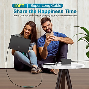 127W Microsoft Surface Book 3 Laptop Charger Also for 102W Surface Book 2, 1, Surface Laptop Studio 2, 1, Windows Surface Pro/Laptop/Go, 10FT Super Long Cable with Powerful Magnetic Plug and LED