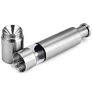 Salt and Pepper Grinder Set of 2,Stainless Steel Push Button Grinder Modern Design Thumb Grinder, for Black Pepper, Sea Salt and Himalayan Salt, Spice and Salt