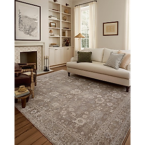 Loloi Chris Loves Julia Louisa Collection LOI-03 Taupe/Ivory 5'-3" x 5'-3", .38" Pile Height, Round Area Rug