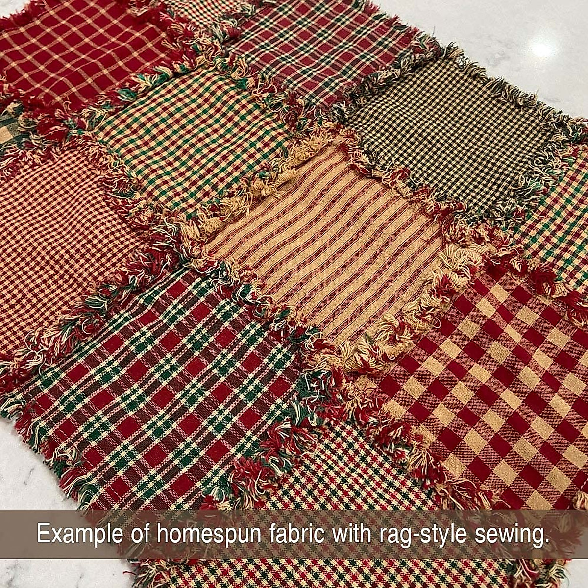 Primitive Red 5 Homespun Cotton Plaid Fabric by JCS - Sold by The Yard