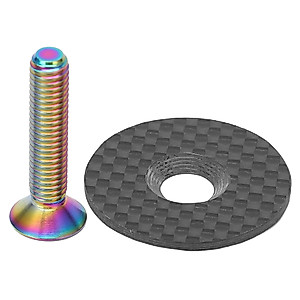 BuyWeek Bike Headset Top Cap, Carbon Fiber Bicycle Headset Cap Cover with Titanium Alloy Screw for Mountain Road Bike