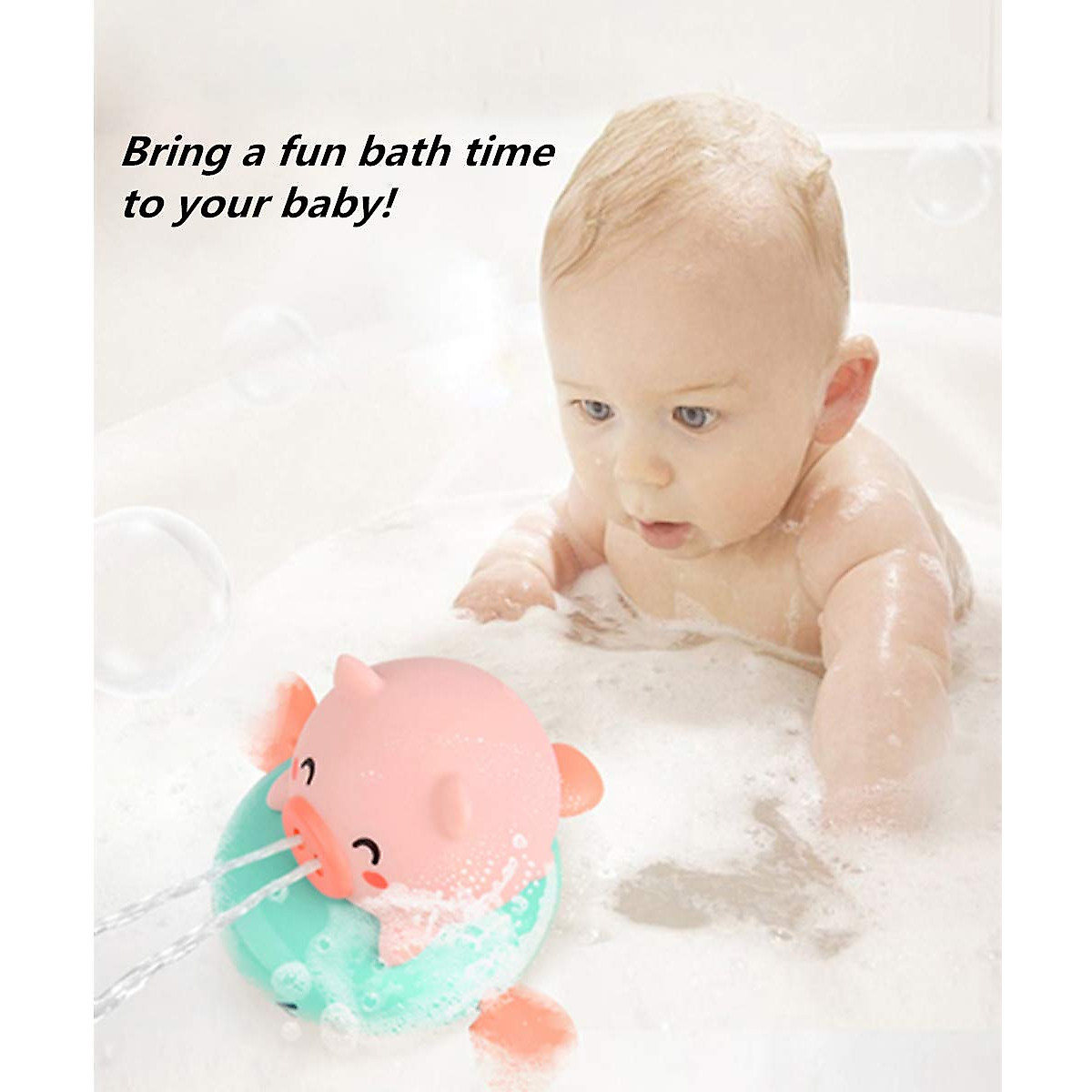 BARTIDO Baby Bath Toys, Kids Bath Toys for Toddlers 1-3, Mold Free Wind Up Pull & Go Pool Swimming Animals Fish& Pig Whale Water Spray Bathtub Squirter Toys for Kids Toddlers Boys Girls Age 2-4