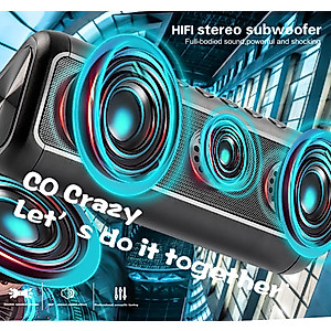 Solar Bluetooth Speaker Portable，5000mAh Wireless Speaker，IPX6 Waterproof Outdoor Speaker，Bluetooth 5.1，TWS Pairing，50H Play Time Heavy Bass for Beach，Party，Hiking，Cycling，Indoor & Outdoor Activities.