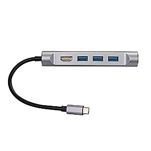 Leya-US Spare Part 6-in-1 USB 3.1 hub Type-C to USB 3.0 3 + HDMI 4K + RJ45 + PD Multi-Functional HD Docking Station Compatible for MacBook PC Millet Tablet (Color : Grey)