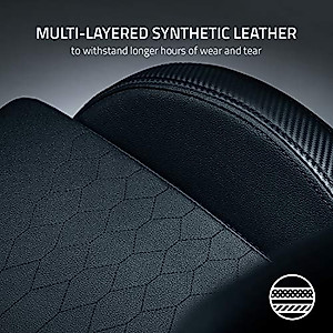 Razer Iskur Gaming Chair: Ergonomic Lumbar Support System - Multi-Layered Synthetic Leather Foam Cushions - Engineered to Carry - Memory Foam Head Cushion - Blac