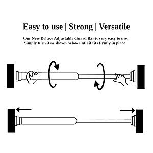 Deluxe Stainless Steel Sliding Door Guard Adjustable 23–40 inches w/White Caps - Feel Safe at Home with This Adjustable Home Security Bar 1" Dia. (1)