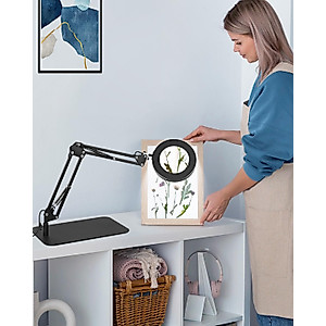 Toolour 5X&10X Magnifying Glass Light with Stand Table Clamp Lighted Magnifier Lamp for Close Work, Crafting, Model, Sewing, Jewelry, Soldering, Reading, HD Magnification for Details & Helping Hand