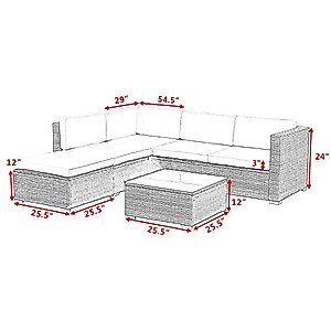 LIRUXUN 4 PCS Outdoor Patio Rattan Wicker Furniture Set Cushioned Yard Garden Coffee Table Loveseat