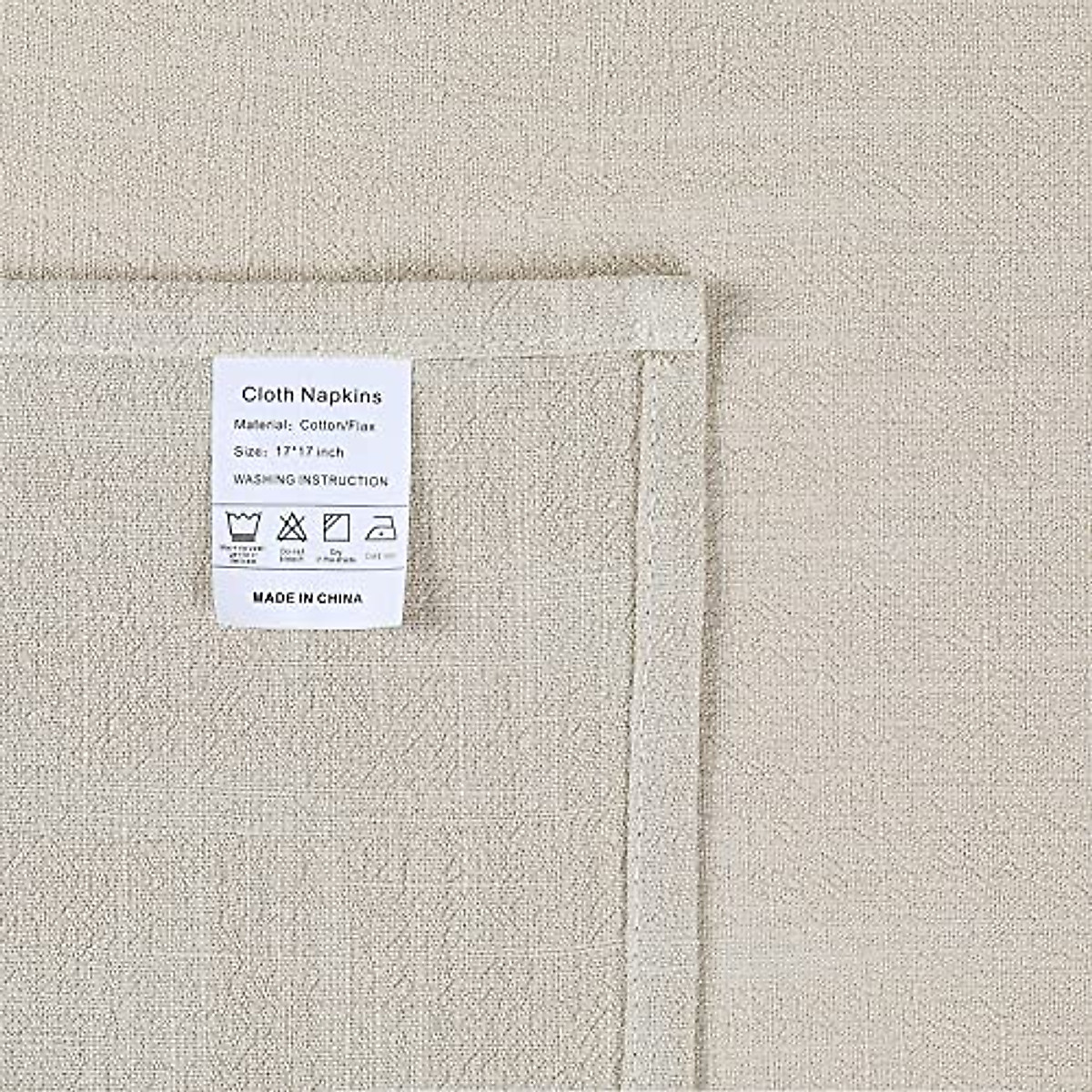 Rustic Natural Washable Cotton Linen Napkin Set, Soft Comfortable and Reusable Linen Dinner Napkins Cloth for Wedding Celebration and Party Decor, Set of 6, Beige