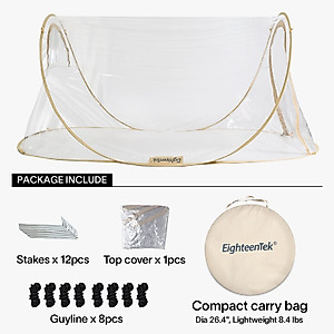 EighteenTek Clear Pop Up Sports Tent Camping Stargazing Transparent Outdoor Bubble 2 Person Capsule Portable Weather Proof Pod Instant Cold Protection Shelter 88"x54"x39"H