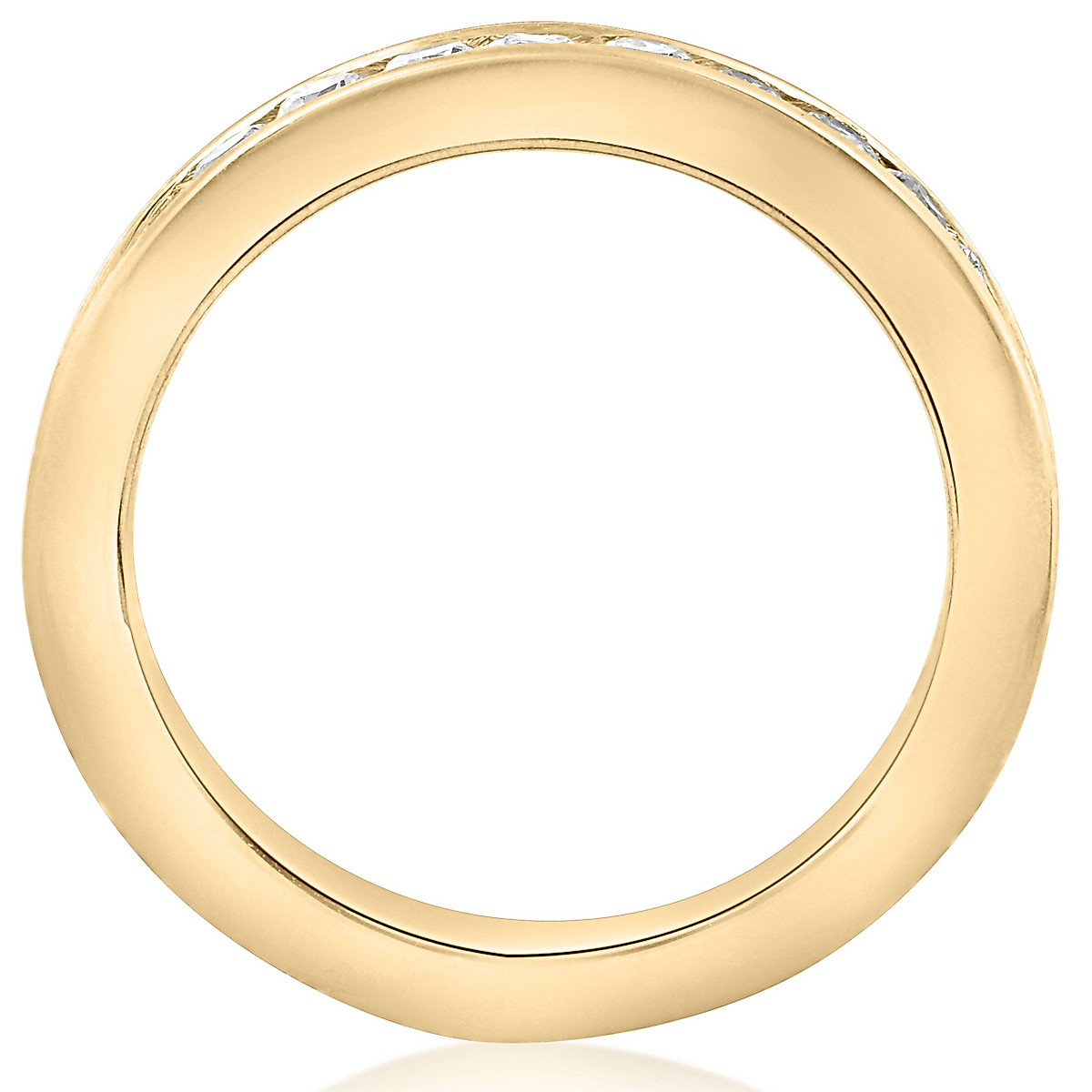 P3 POMPEII3 14k Yellow Gold 1 Ct TW Round-Cut Natural Diamond Channel Set Ring Women's Stackable High Polished Eternity Wedding Anniversary Band