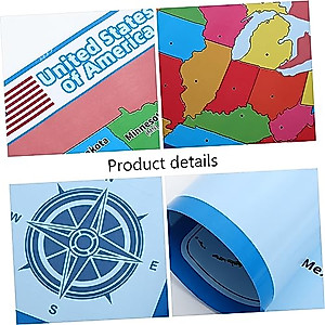 Ciieeo 1 Sheet United States map US map poster school accessory kids supplies playroom decor usa map for kids school supply portable synthetic paper hanging pictures child