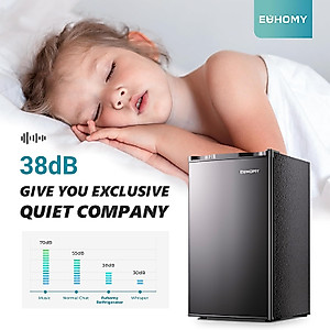 EUHOMY 3.2 Cu.Ft Mini Fridge with Freezer, Single Door Compact Refrigerator, Adjustable Thermostat, Mini Refrigerator Energy Saving, Mini fridge for Bedroom, Dorm, Office, Black