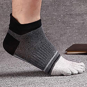 Men Toe Socks Cotton Low Cut No Show Athletic Running 5 Finger Wicking 6 Pack
