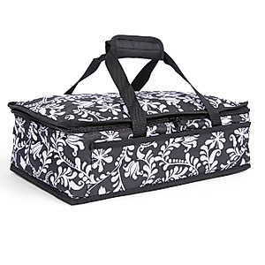 Insulated Casserole Travel Carry Bag Black and White Design