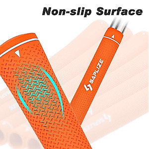 SAPLIZE Golf Grips 13 Pack Standard Size Including 15 Tapes, Rubber Golf Club Grips, Orange