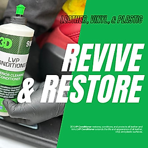 3D Leather, Vinyl & Plastic Conditioner - Restores, Conditions & Protects for Extended Life & Appearance - Great for Seats, Steering Wheels, Door Panels - Car, Office, Home Use 16oz.