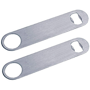 (Set of 2) Flat Bottle Opener, 7-Inch Heavy Duty Stainless Steel Bar Blade, Speed Opener, Beer Bottle Opener by Tezzorio