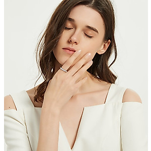 TIGRADE 3mm Women Titanium Engagement Ring Half Cubic Zirconia Eternity Wedding Band Size 3-13, Silver, Size 7