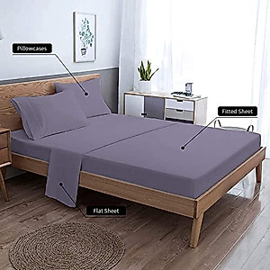 EaseHome Purple Sheets for Queen Size Bed Set - Deep Pocket to 21 inches Mattress 4 Piece - Premium Bedding Sheets & Pillowcases Collection - Extra Soft