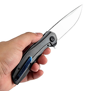 KANSEPT Accipiter Pocket Folding Knives EDC Camping Folding Knife 3.36'' Satin CPM S35VN Blade Pocket Folding Knife with Black Anodized Titanium + Timascus Handle Everyday Carry K1007E3