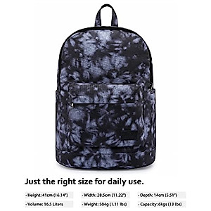 HotStyle 936Plus Tie Dye School Backpack Aesthetic Bookbag for Teen Girls, Black
