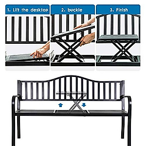 Metal Garden Bench Park Bench Bench Chair Outdoor Benches Clearance Patio Bench Yard Bench Porch Work Entryway Steel Frame Furniture