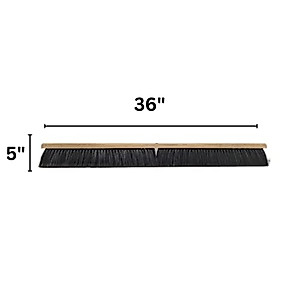 Bristles 4036 36” Indoor Push Broom Head – Heavy Duty Hardwood Block, Flagged Polypropylene Fiber Bristles, Brown