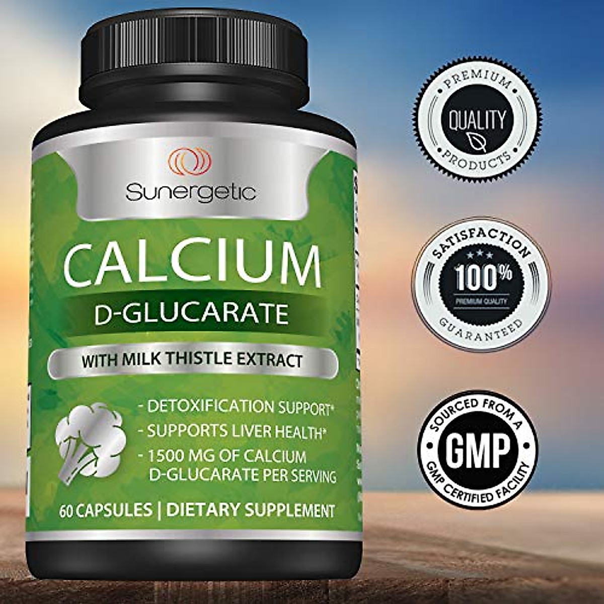 Premium Calcium D-Glucarate Supplement with Milk Thistle Extract - Calcium D-Glucarate for Liver Support & Detox Support – 500mg of Calcium D-Glucarate Per Serving – 60 Capsules