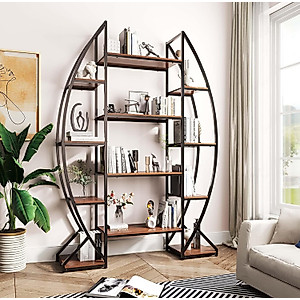 Moozerka Large Oval Bookshelf, 70“ Tall Open 5 Tier Industrial Bookcases, Modern Etagere Bookcase Furniture, Wall Units for Living Room, Bookshelves Display Shelves for Office