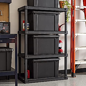 IRIS USA 19 Gallon Heavy-Duty Stackable Storage Totes, Plastic Container Bins with Durable Lids and Secure Latching Buckles for Seasonal Décor, Sporting Equipment, Garage Tool Storage, Black, 6-Pack
