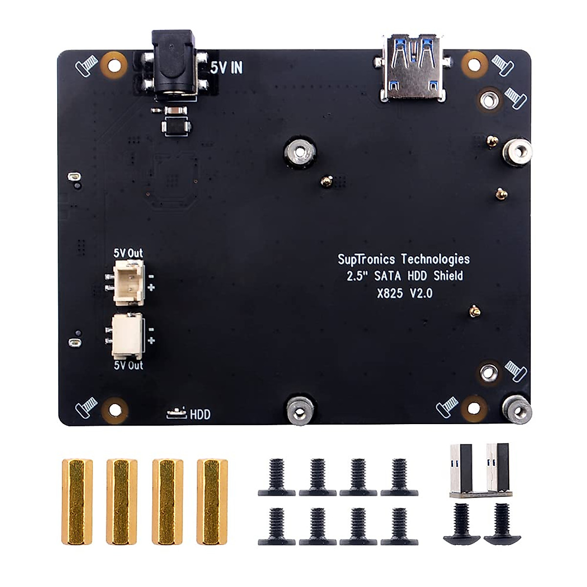 GeeekPi SATA Storage for Raspberry Pi 4, 2.5 inch SATA HDD/SSD Expansion Board X825 V2.0 USB3.0 Shield for Raspberry Pi 4 Model B ( Only for Raspberry Pi 4B )