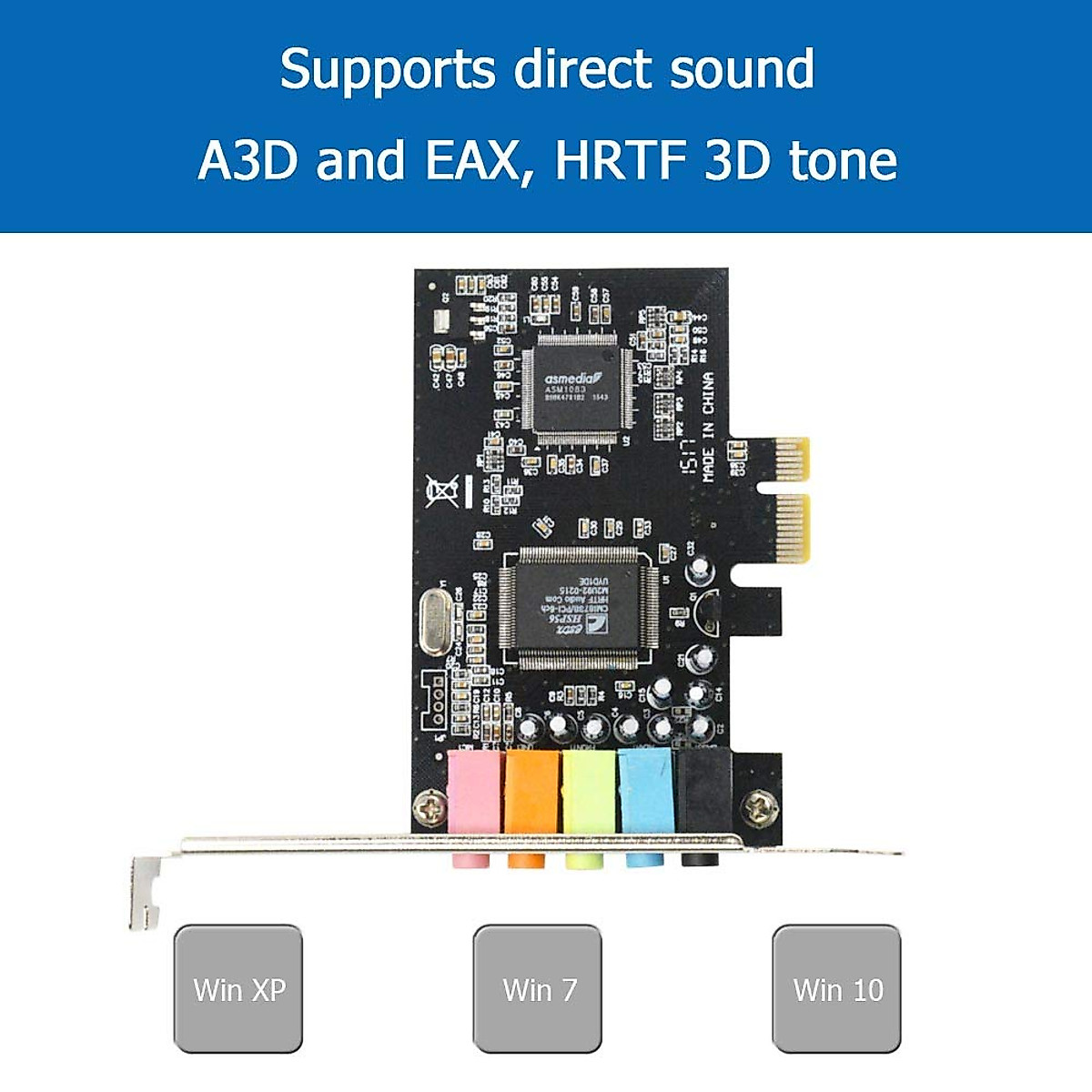 GODSHARK PCIe Sound Card, 5.1 Internal Sound Card for PC Windows 8 7 with Low Profile Bracket, 3D Stereo PCI-e Audio Card, CMI8738 Chip 32/64 Bit Sound Card PCI Express Adapter