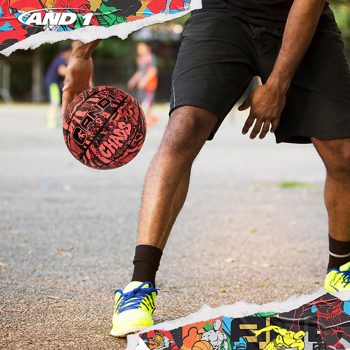 AND1 Chaos Basketball: Official Regulation Size 7 (29.5 inches) Rubber Basketball - Deep Channel Construction Streetball, Made for Indoor Outdoor Games