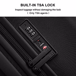 LEVEL8 2 Piece Luggage Sets, 20 inch 28 inch Hardshell Suitcases Sets, Lightweight Luminous Textured PC Hardside Spinner Trolley with TSA Lock, 2-Piece Set (20/28) - Black