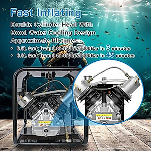 TUXING 4500Psi Pcp Compressor,Double Cylinder Scuba Air Compressor,Manually Stop Version,High Pressure Air Pump for Air Rifle Gun 6.8L Scuba Tank,Paintball Gun 30Mpa 110V(TXED011)