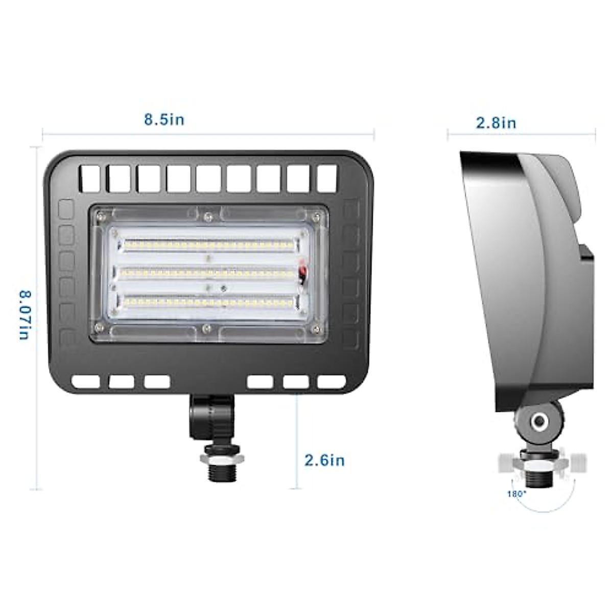 Lightdot 2Pack 70W LED Flood Light Outdoor with Knuckle, 100-277V【Driver Equipped, 5 Years Warranty】 IP65 Waterproof 10500LM, 5000K Daylight [Eqv. to 280W HPS/WH] Dusk to Dawn Photocell Sensor-Brown