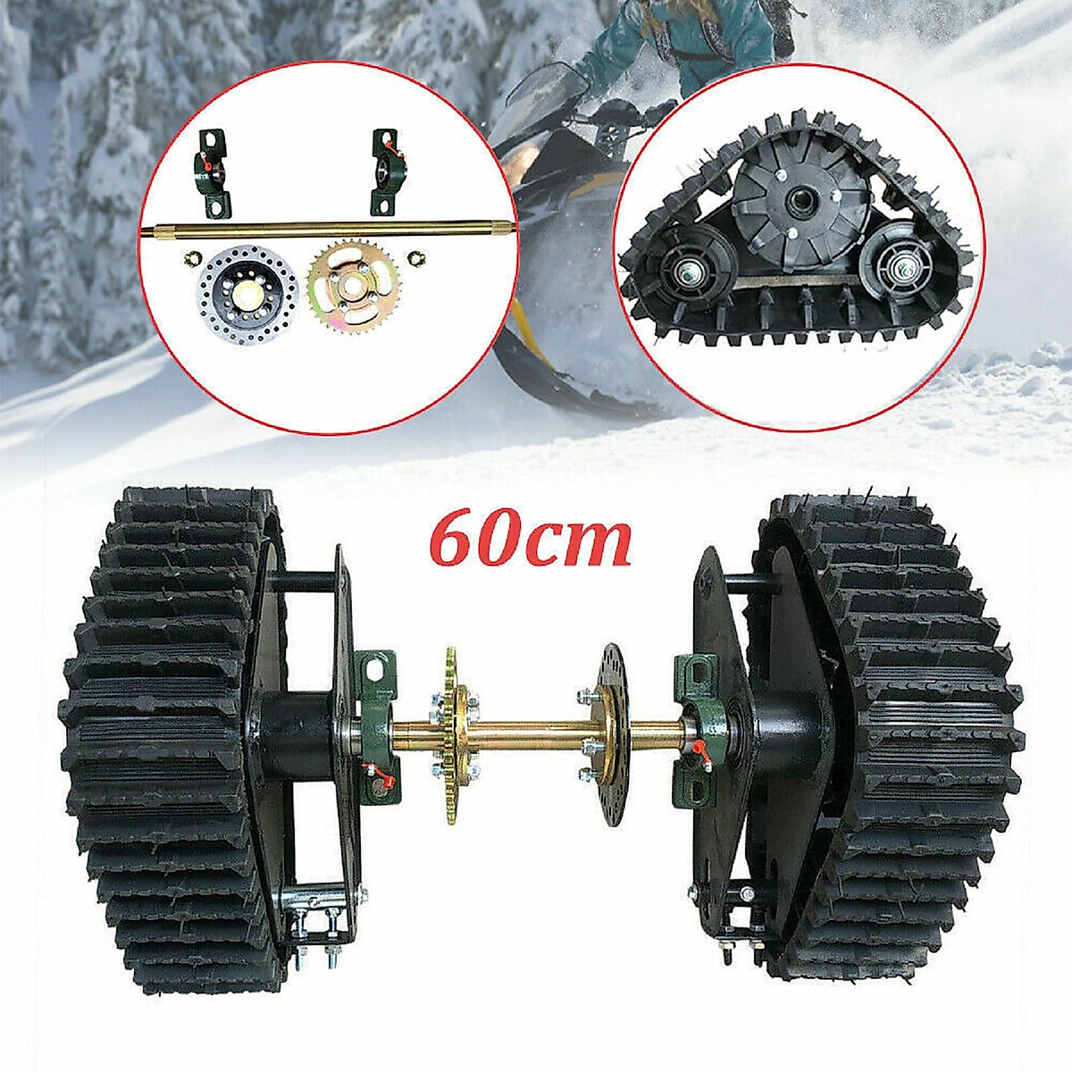 LGXSHOP 23.6in ATV Rear Axle Track, Rear Axle Complete Assembly with Brake Disc&Wheels for ATV Go Kart Karting UTV Buggy Quad Snow Sand Track 60cm Rear Axle Complete Kit