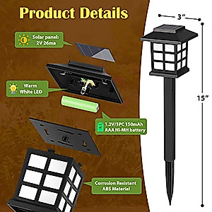 GIGALUMI Solar Outdoor Lights,12 Pack LED Solar Lights Outdoor Waterproof, Solar Walkway Lights Maintain 10 Hours of Lighting for Your Garden, Landscape, Path, Yard, Patio, Driveway