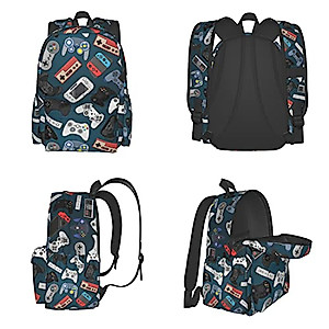 Oplp Video Game Controller Background Large Capacity Backpack Lunch Bag Pencil Case Combination 3 Piece Set