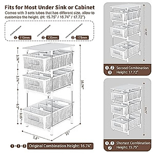 2 Pcs 4 Tier Bathroom Cabinet Organizer, Pull Out Bathroom Storage Organizer Under Sink Storage Organizers with Dividers, Medicine Cabinet Organizer Pantry Organization and Cabinet Bathroom Storage